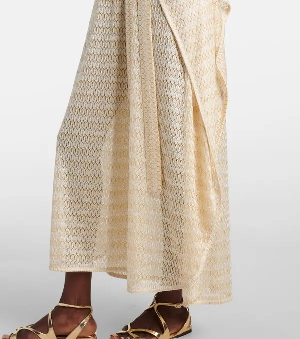 Melissa Odabash June Knitted Lame Kaftan - Neutrals