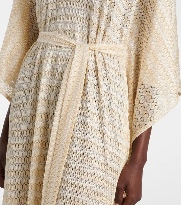 Melissa Odabash June Knitted Lame Kaftan - Neutrals