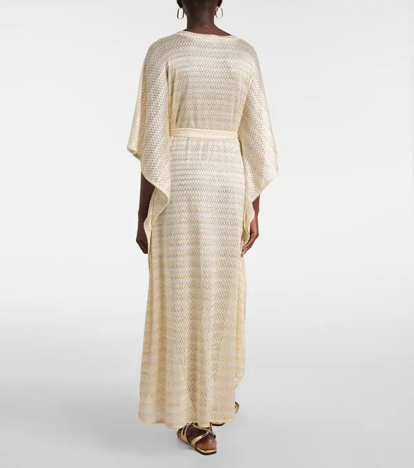 Melissa Odabash June Knitted Lame Kaftan - Neutrals
