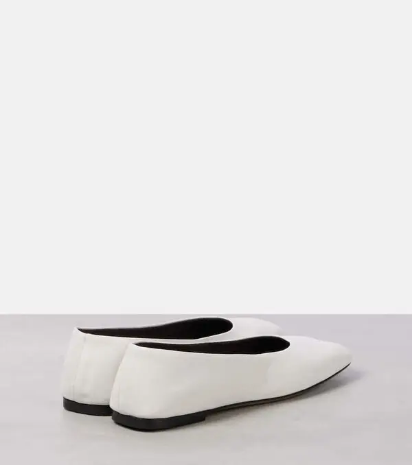 THE ROW Square Leather Ballet Flats - White