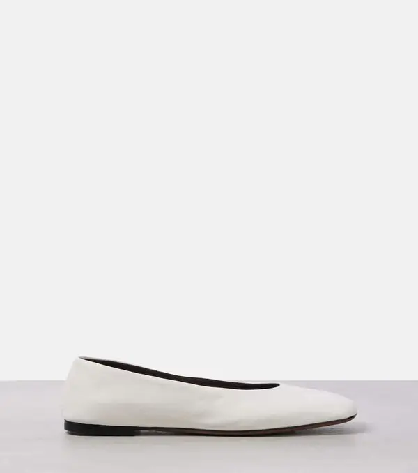THE ROW Square Leather Ballet Flats - White