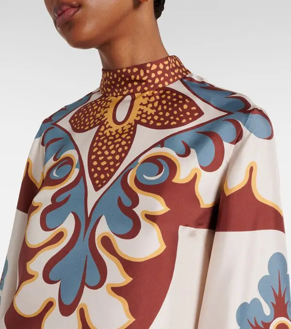 La DoubleJ Feather-trimmed Silk Top - Multicoloured