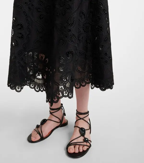 Zimmermann Rhiannon Embroidered Cotton Midi Skirt