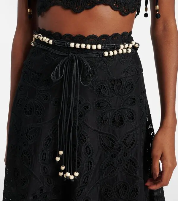 Zimmermann Rhiannon Embroidered Cotton Midi Skirt