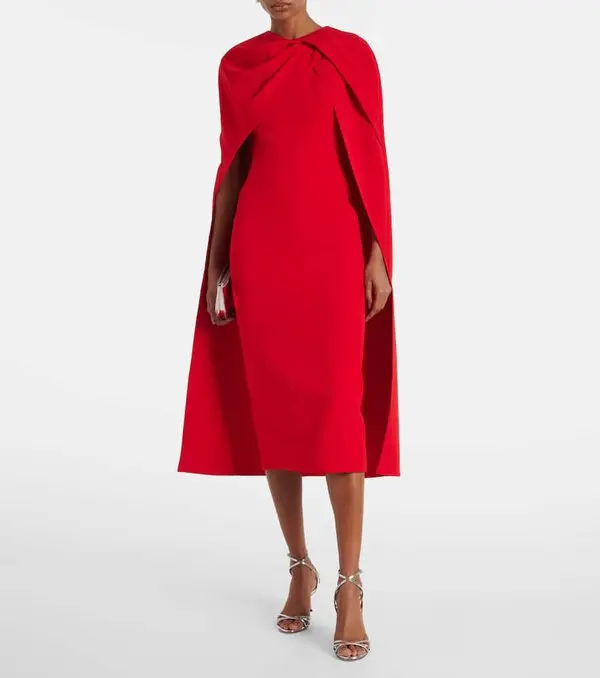 Safiyaa Cape-detail Midi Dress