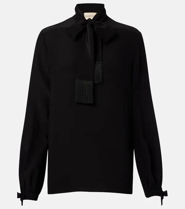 Valentino Garavani Bow-detail Silk Crepe Blouse - Black