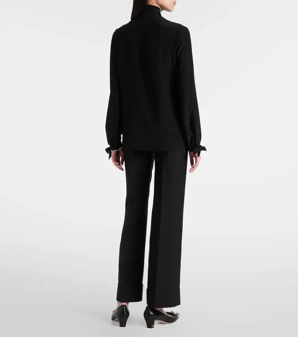 Valentino Garavani Bow-detail Silk Crepe Blouse - Black