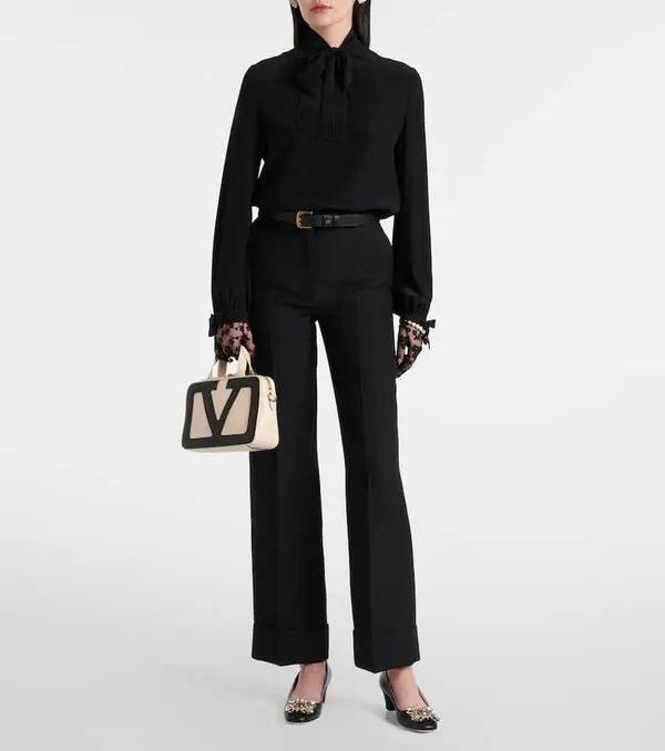 Valentino Garavani Bow-detail Silk Crepe Blouse - Black