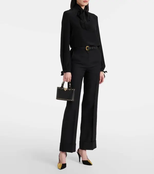 Valentino Garavani Bow-detail Silk Crepe Blouse - Black
