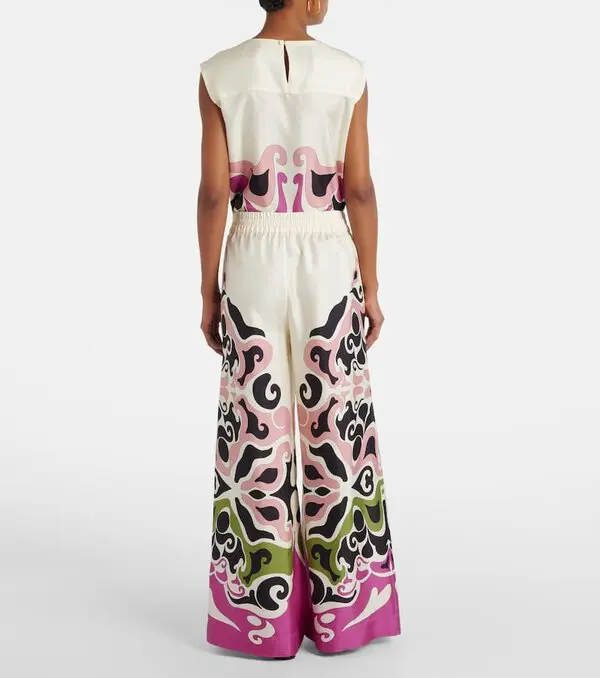 La DoubleJ Printed Silk Twill Palazzo Pants - Multicoloured