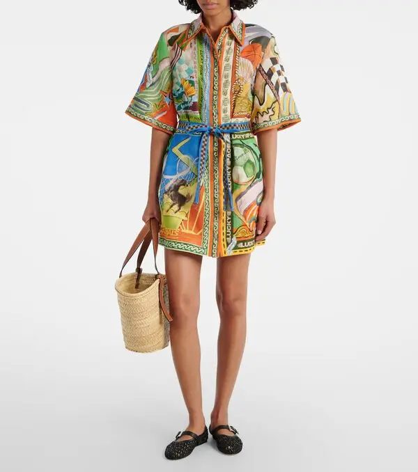ALEMAIS Lucky Pace Printed Linen Shirt Dress - Multicoloured