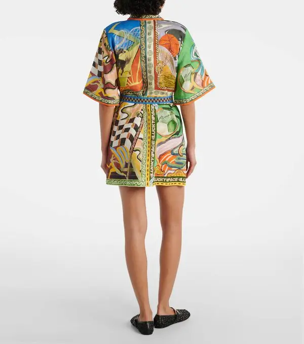 ALEMAIS Lucky Pace Printed Linen Shirt Dress - Multicoloured