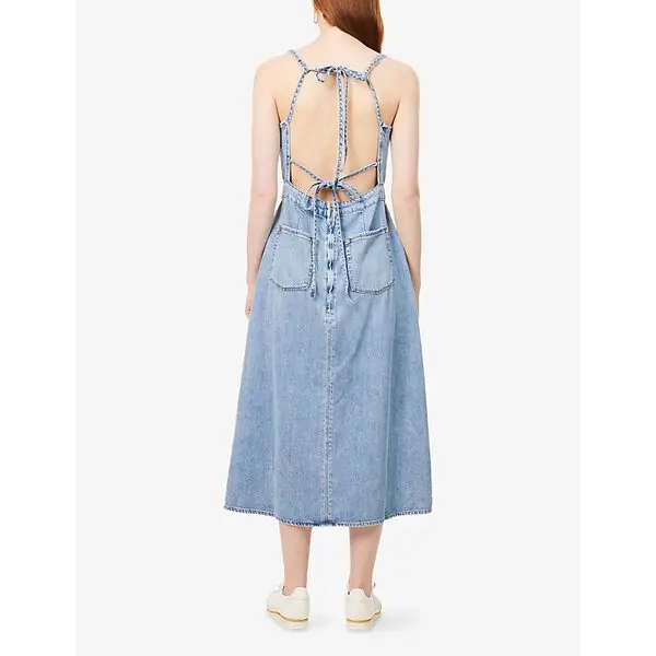 strapless open back dress Washed Stretch Denim Open Back Mini Dress – Culture Collective Co main image 0