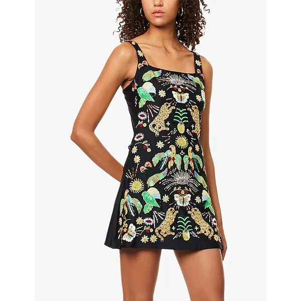 Oceanus Aurelia Embellished Mini Dress - Black | Editorialist