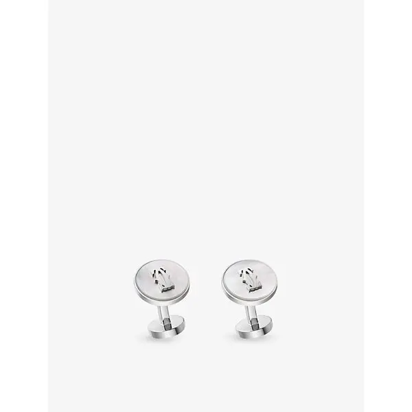 CARTIER Double C De Sterling-silver And Mother-of-pearl Cufflinks - Silver And White