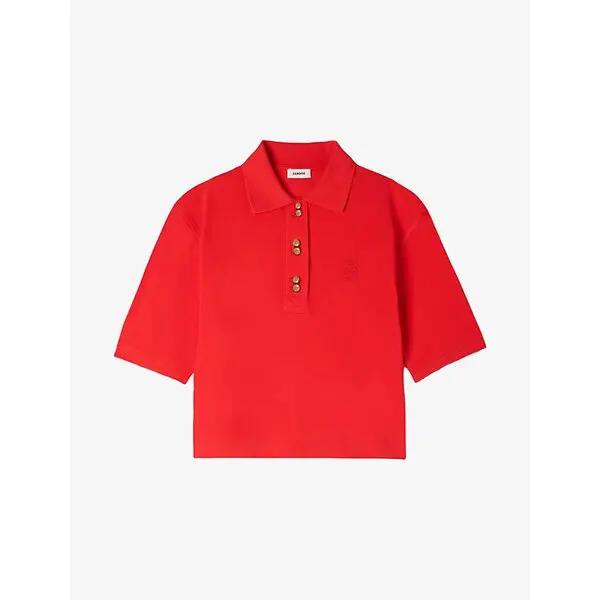 Sandro Button-embellished Embroidered Cotton Polo Shirt