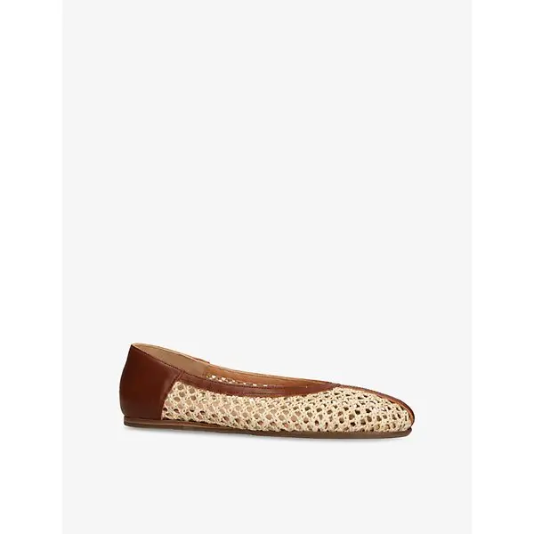 ANCIENT GREEK SANDALS Aeropi Raffia And Leather Ballet Pumps - Beige