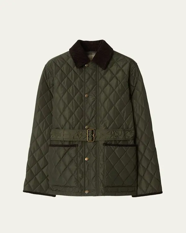 Burberry Chiltern Quilted Barn Jacket With Belt - Shale