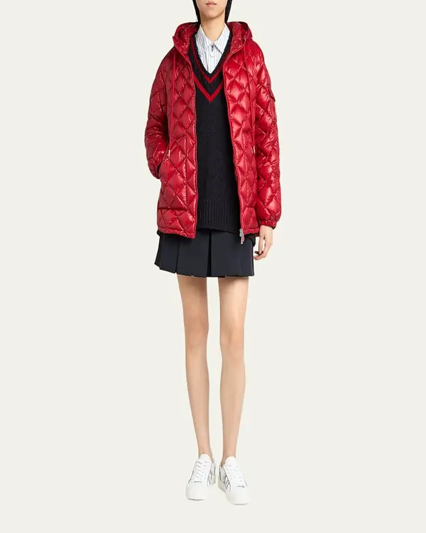 Moncler Short Padded Down Jacket - Medium Red