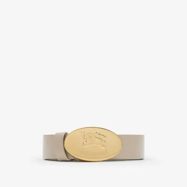 Burberry Reversible Leather Belt With Knight Stamp - Mushroom/soap/gold