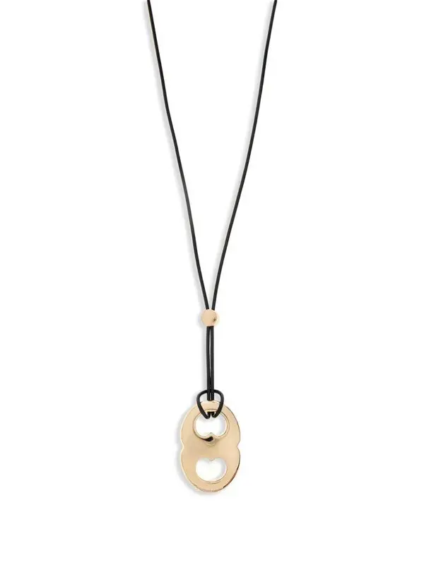 Tory Burch Leather Medallion Pendant Necklace - Black