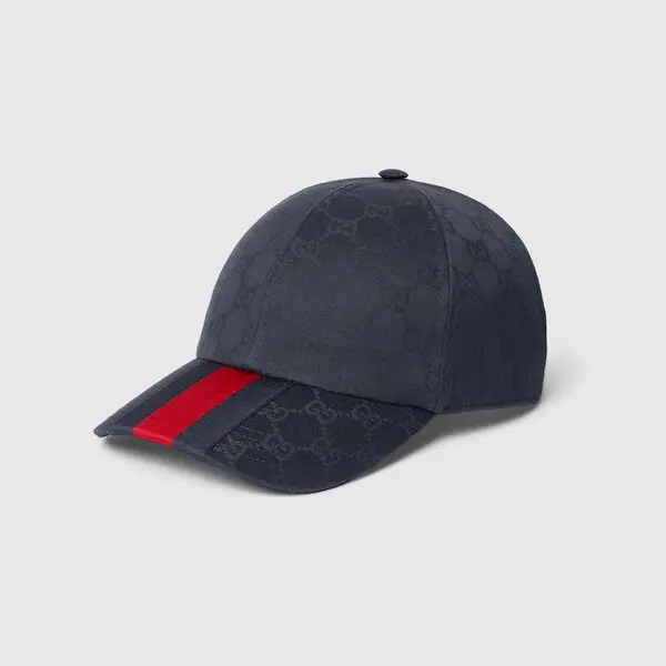 Gucci Gg Cotton Baseball Hat With Web Stripe - Blue