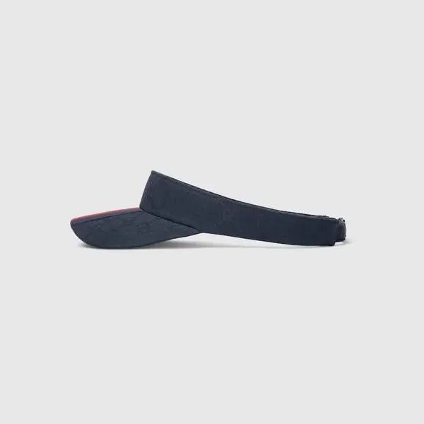 Gucci Gg Canvas Visor With Web Stripe - Blue