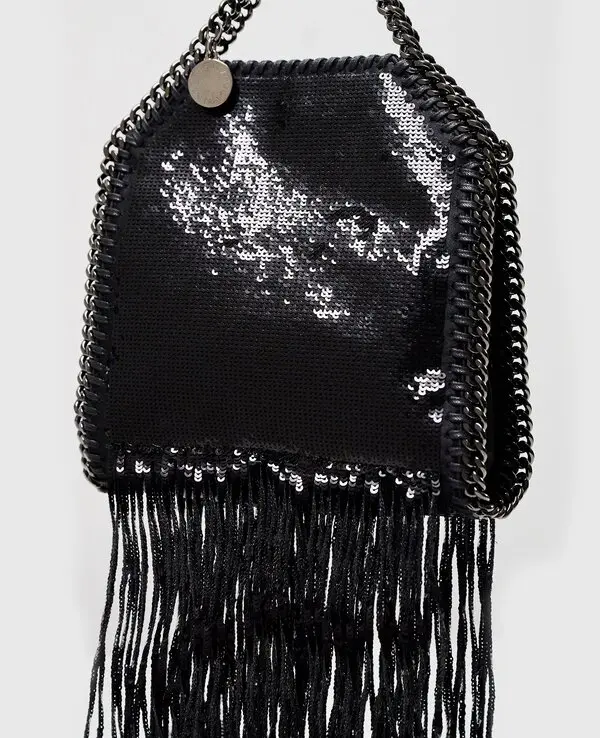 Stella McCartney Limited-edition Falabella Sequin Fringe Tiny Tote - Black