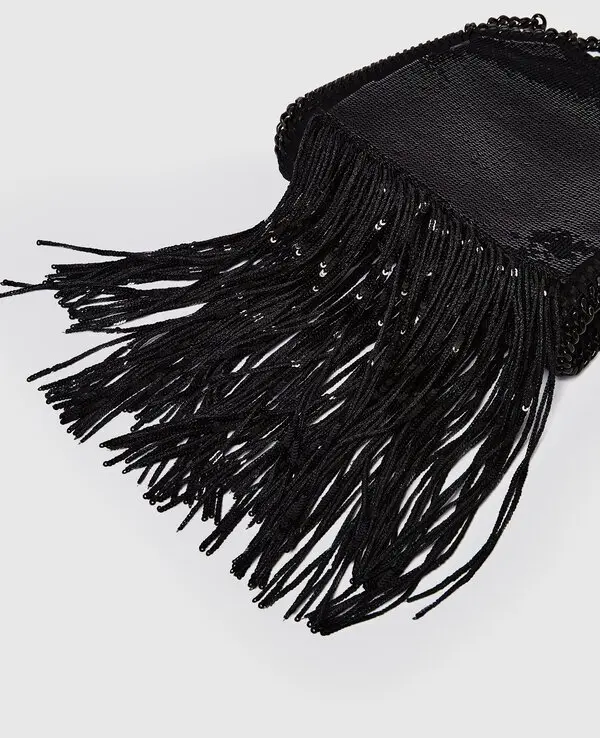 Stella McCartney Limited-edition Falabella Sequin Fringe Tiny Tote - Black