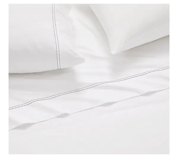 SCOUT Pick Stitch Cotton Percale Queen Sheet Se T - One-color