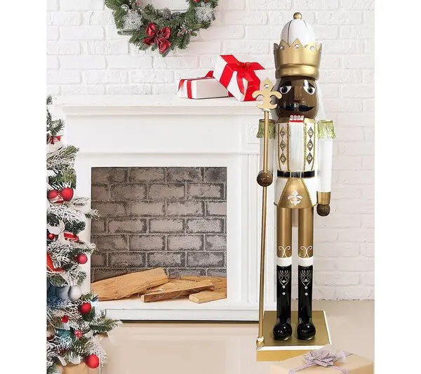 SANTA'S WORKSHOP 60' Black Ivory & Gold King Nu Tcracker - One-color