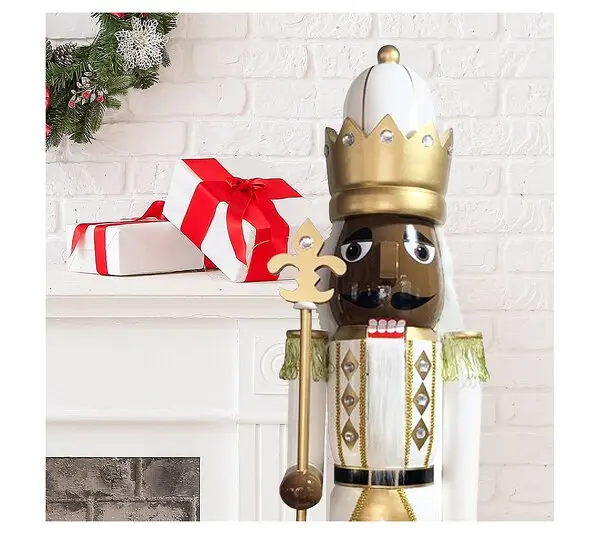 SANTA'S WORKSHOP 60' Black Ivory & Gold King Nu Tcracker
