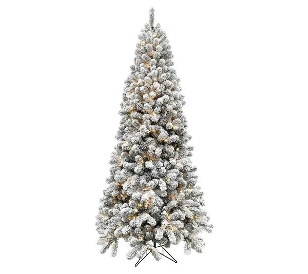FRASER HILL FARM 7.5 Ft. Flocked Silverton Fir Pre-lit Tree - One-color