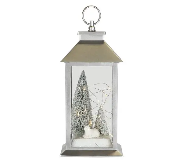 NORTHLIGHT 11' Led Polar Bear & Trees Christmas Lantern - One-color