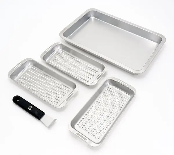 TECHNIQUE 4-pc Ss Grill & Oven Pan Set W/lifter Handle