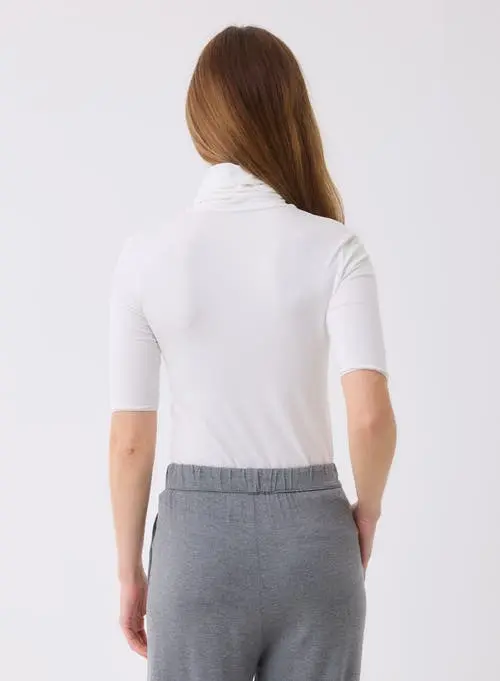 Majestic Filatures Soft Touch Elbow Sleeve Turtleneck