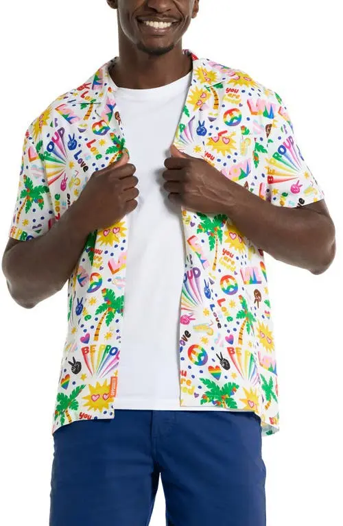 Opposuits Relaxed Fit Tropic Pride Icons Print Camp Shirt - White