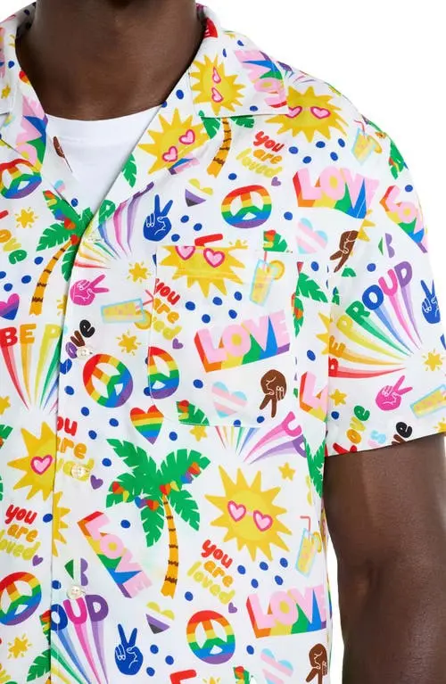 Opposuits Relaxed Fit Tropic Pride Icons Print Camp Shirt - White