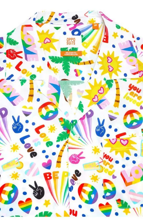 Opposuits Relaxed Fit Tropic Pride Icons Print Camp Shirt - White
