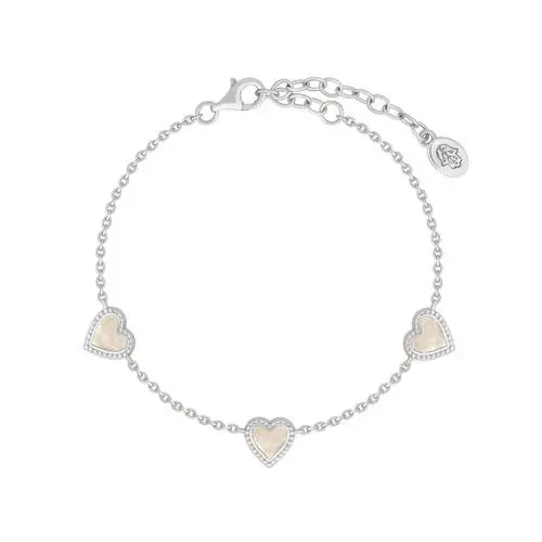 KARMA AND LUCK Joyful Connections Mother Of Pearl Heart Bracelet - Silver/white