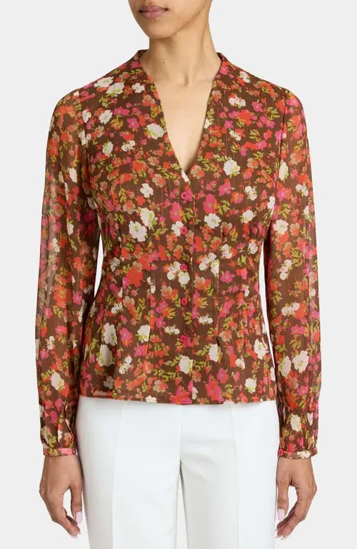 Santorelli Winnie Long Sleeve Buttoned Blouse - Coconut Multi