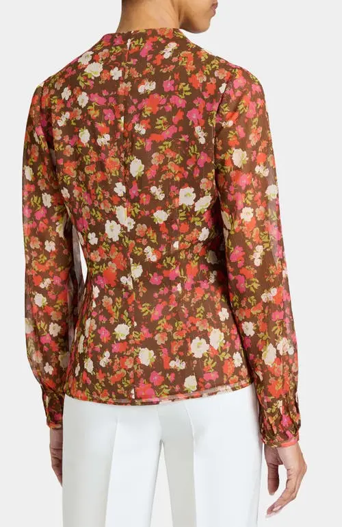 Santorelli Winnie Long Sleeve Buttoned Blouse - Coconut Multi