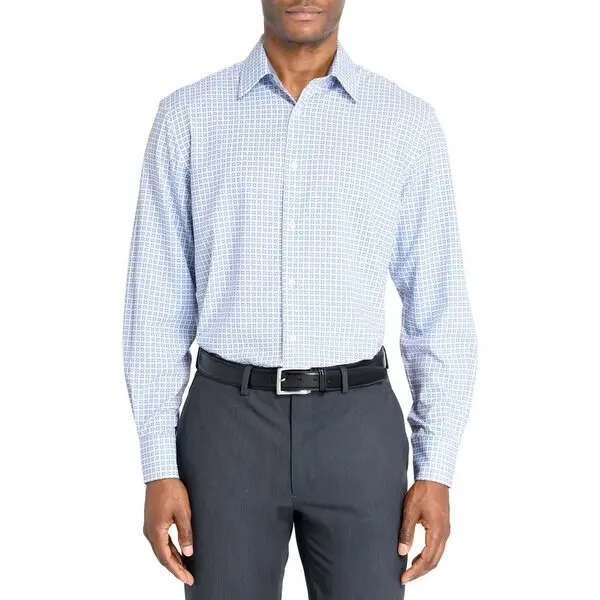 W.R.K Regular Fit Square Print Performance Dress Shirt