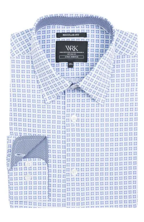 W.R.K Regular Fit Square Print Performance Dress Shirt