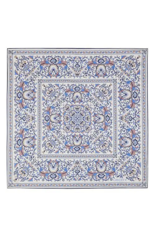 Liberty Lodden Silk Square Scarf - Cream/blue