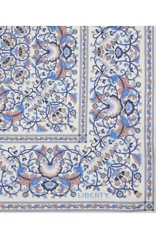 Liberty Lodden Silk Square Scarf - Cream/blue