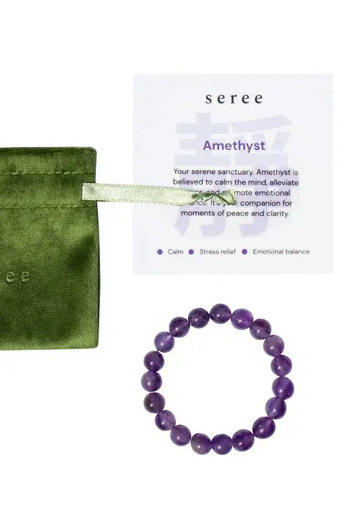 SEREE Manifest Collection Calm Crystal Beaded Bracelet - Purple