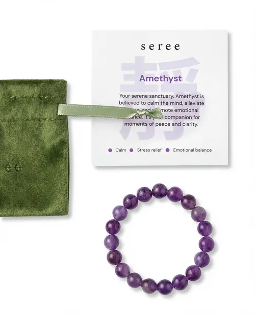 SEREE Manifest Collection Calm Crystal Beaded Bracelet - Purple