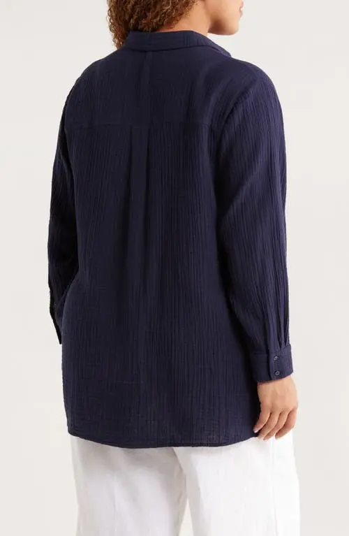 Eileen Fisher Classic Collar Organic Cotton Button-up Shirt