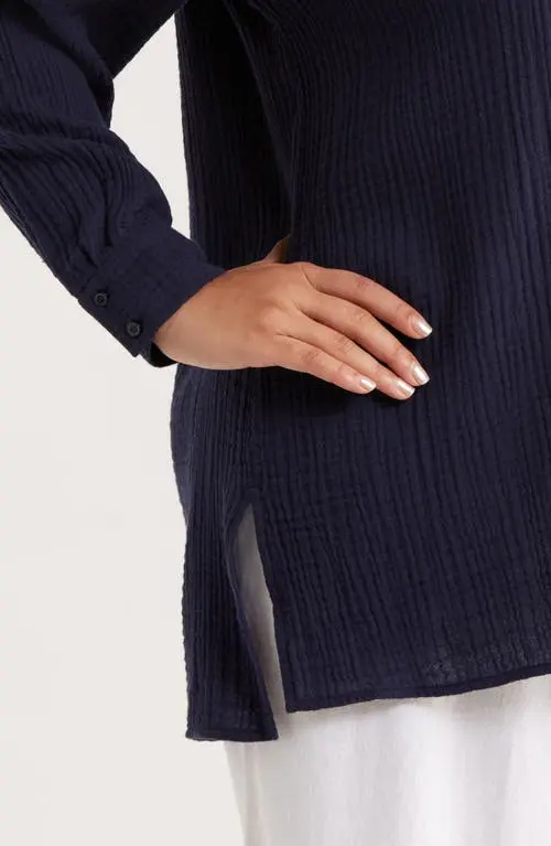 Eileen Fisher Classic Collar Organic Cotton Button-up Shirt
